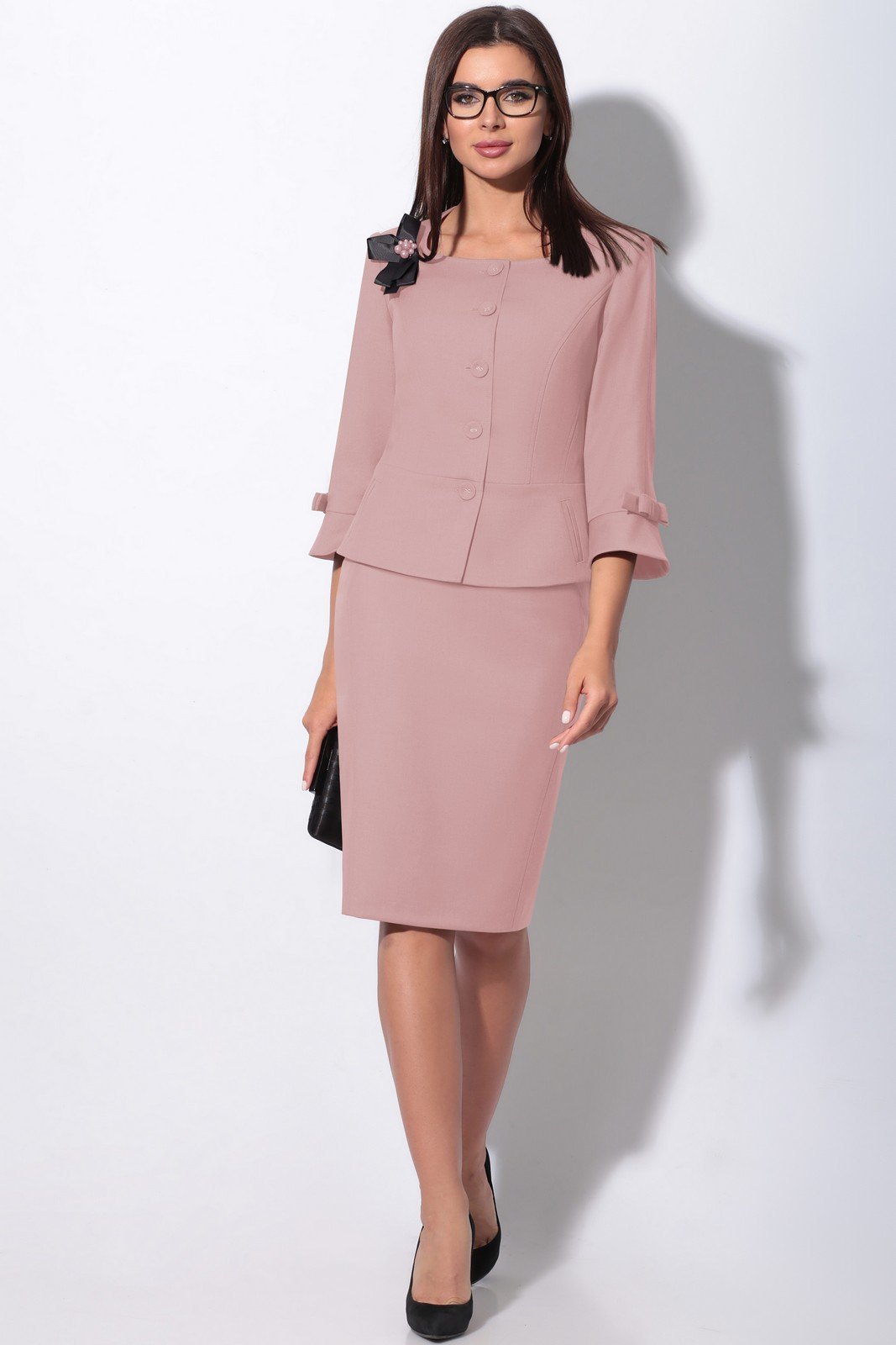 Костюм с юбкой 20757 пудра LeNata купить в интернет магазине Велесмода